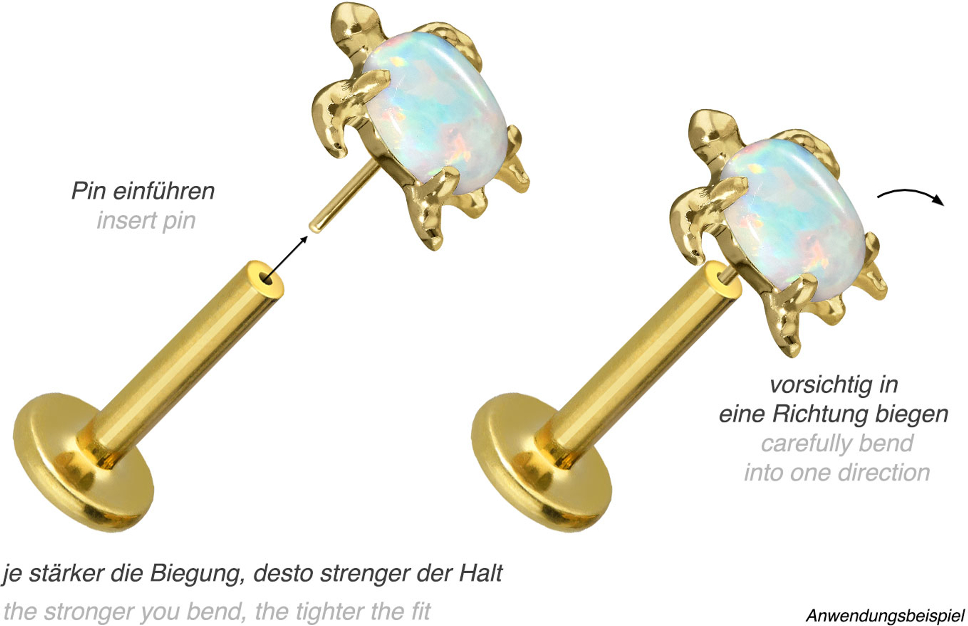 Titan Labret mit Push Fit SCHILDKRÖTE | SI = Silberfarben | 7 | 1,2 ...